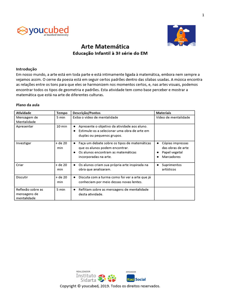 Arte Matemática Educação Infantil Ao Ensino Médio | PDF | Matemática