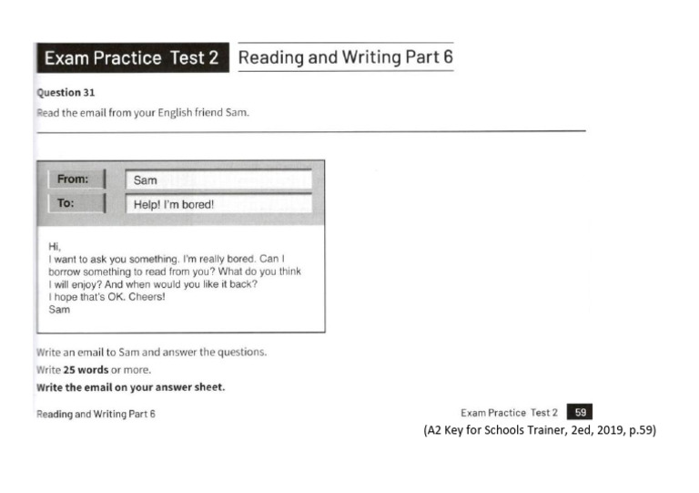 A2 Key For Schools Trainer, 2ed, 2019, p.59 | PDF