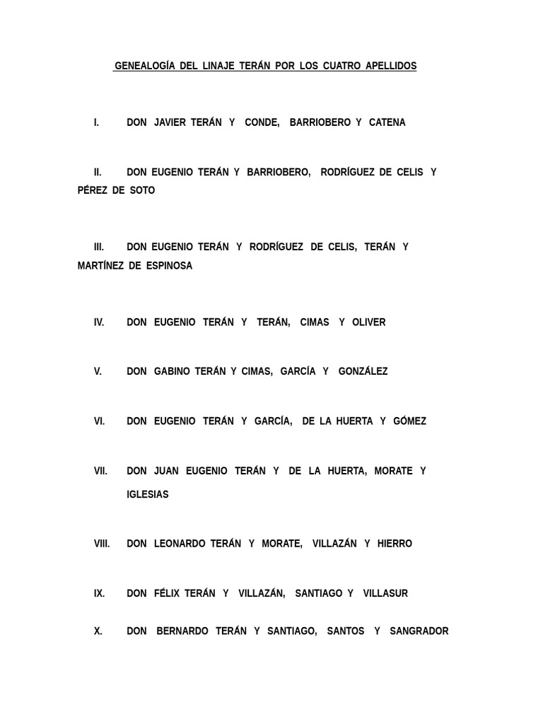 Genealogía del apellido Terán | PDF
