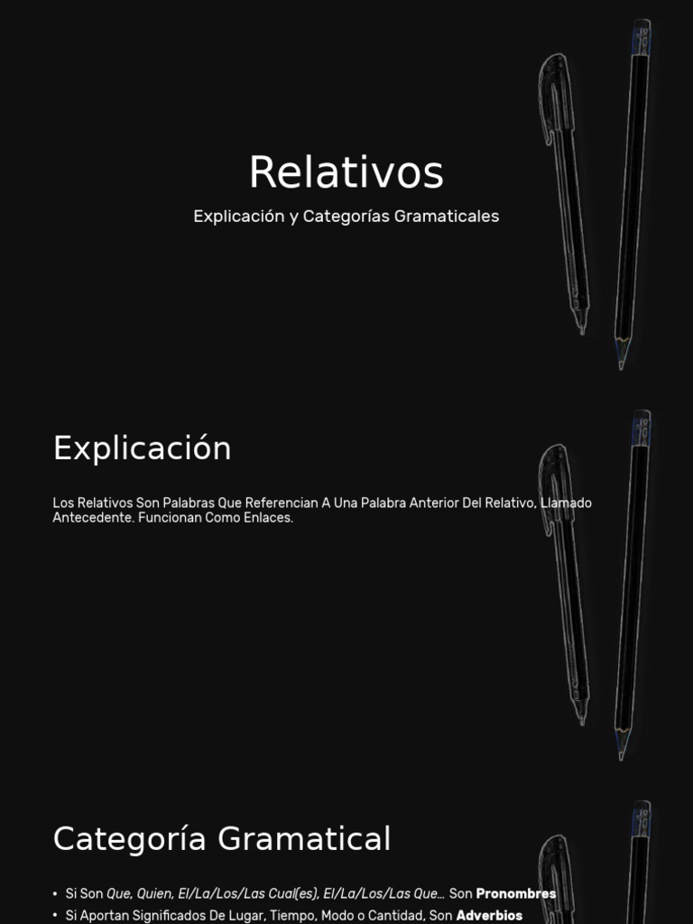 Relativos: Explicación y Categorías Gramaticales | PDF