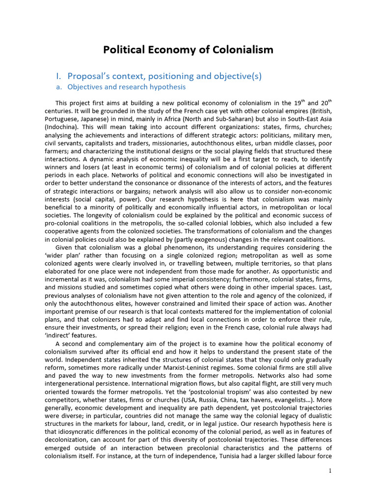 Political Economy of Colonialism Analysis | PDF | Colonialism | Public ...