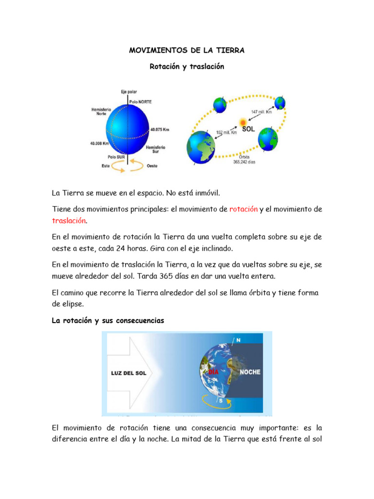 Movimientos de la Tierra: Rotación y Traslación | PDF | Tierra | Astronomía