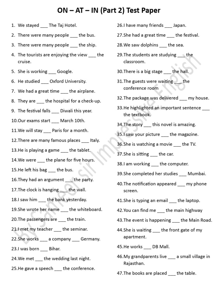 PART 2 TEST PAPER on the | PDF