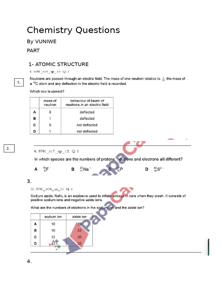Chemistry Questions | PDF