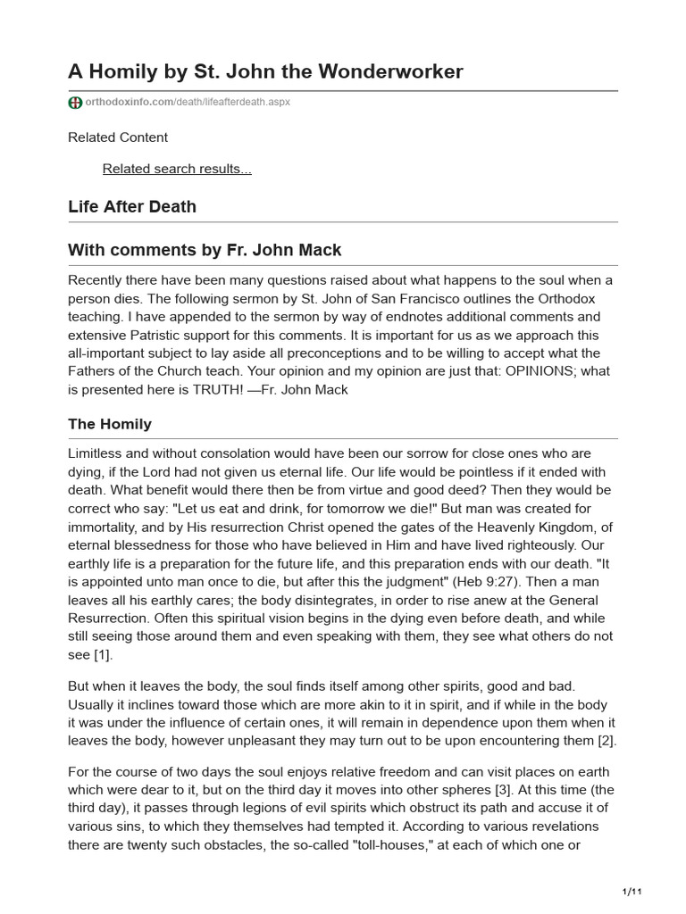 orthodoxinfo.com-A Homily by St John the Wonderworker (1) | PDF ...