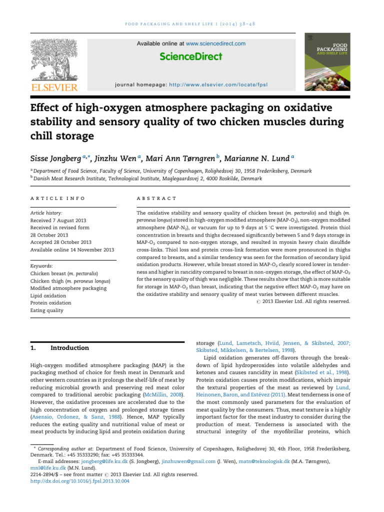 Effect of High-Oxygen Atmosphere Packaging On Oxidative | PDF | Meat ...