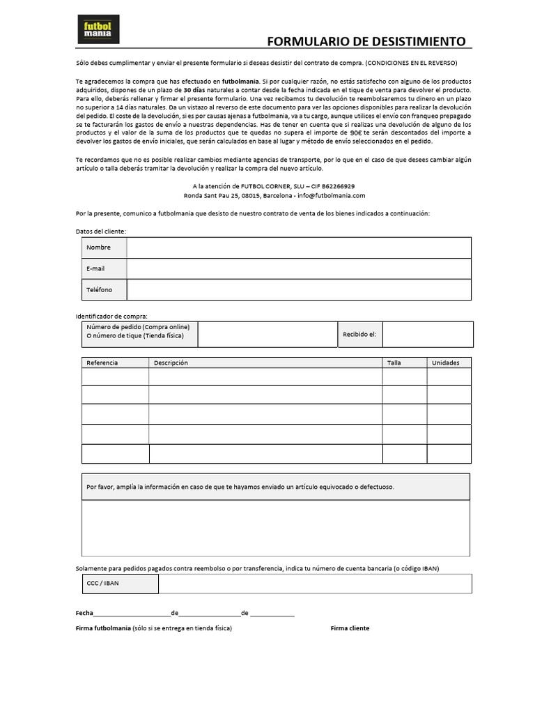 FORMULARIO_DEVOLUCION (1) | PDF | Transferencia bancaria