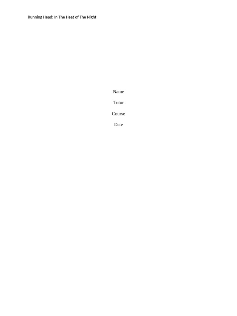 In The Heat of The Night | PDF | Politics And Race | Discrimination ...