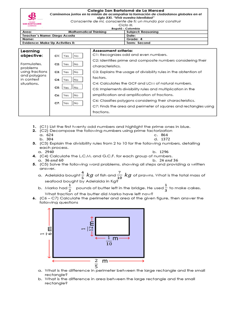 Grade 4 Math Problem Solving | PDF | Area | Arithmetic