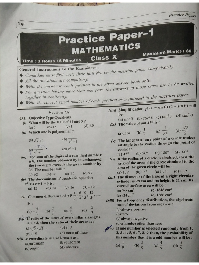 Maths Practice Que 10 Paper 1 | PDF