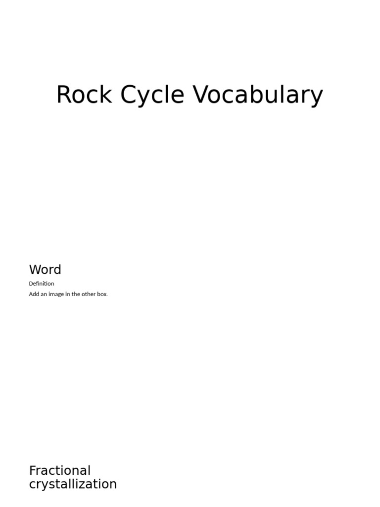 Rock Cycle Vocabulary Terms Explained | PDF