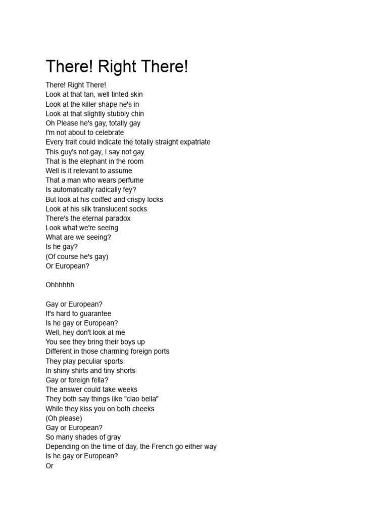 There Right There Lyrics | PDF