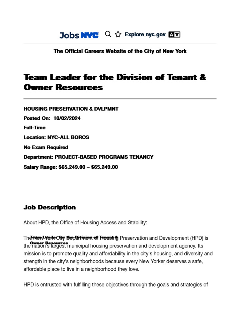 Team Leader, Tenant & Owner Resources | PDF | Section 8 (Housing ...