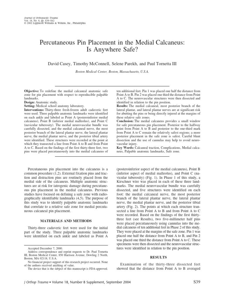 Percutaneous Pin Placement in The Medial.6 | PDF | Ankle | Anatomical ...