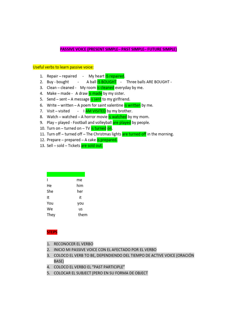 PASSIVE VOICE CLASS | PDF | Verb | Syntactic Relationships