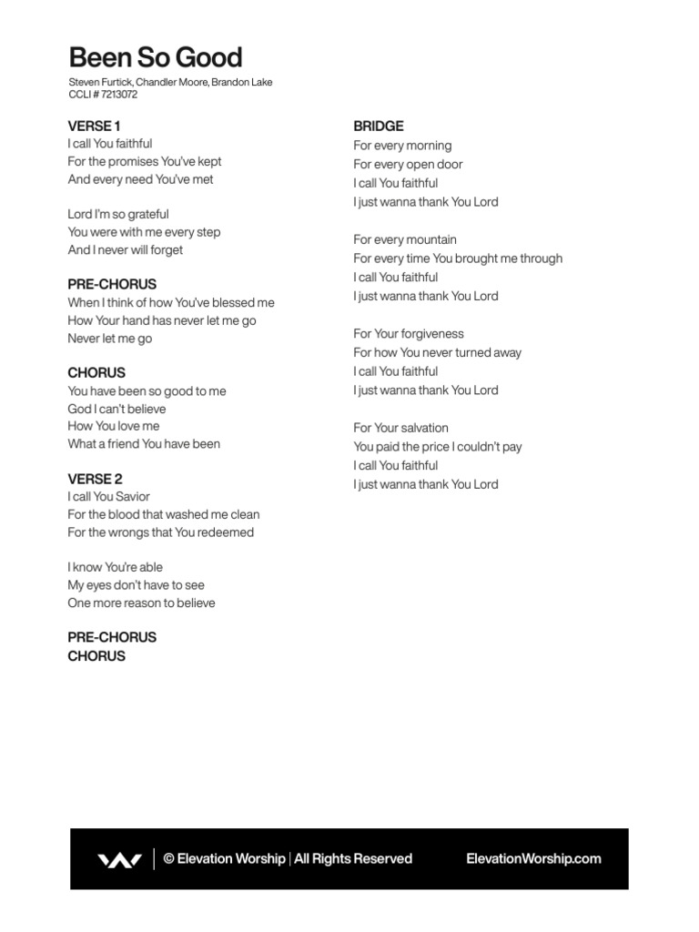 Thankfulness in "Been So Good" Lyrics | PDF
