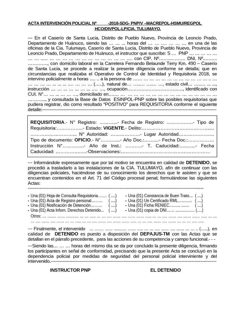 0.Acta de Interv. RQ_FORMATO | PDF | Justicia | Crimen y violencia