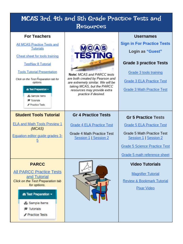 MCAS 3rd 4th and 5th Grades Practice 2019 | PDF