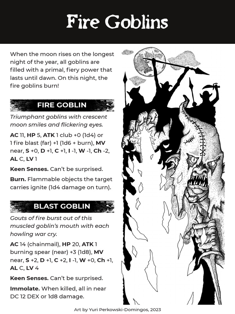 Fire Goblins: Stats and Abilities | PDF