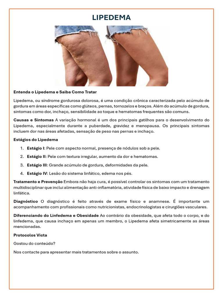 Entenda o Lipedema: Sintomas e Tratamento | PDF