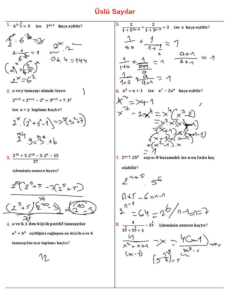 Üslü-Sayılar GÜNCEL | PDF