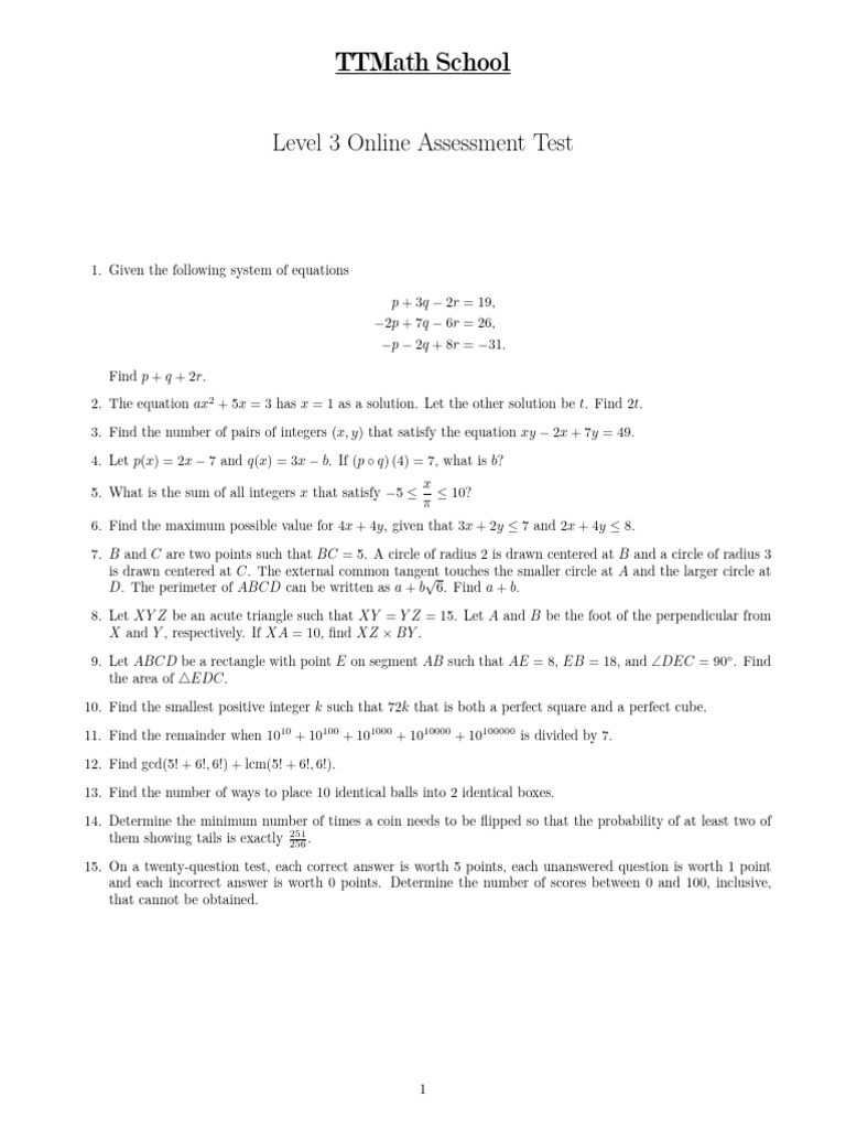 L3 Entrance Exam | PDF