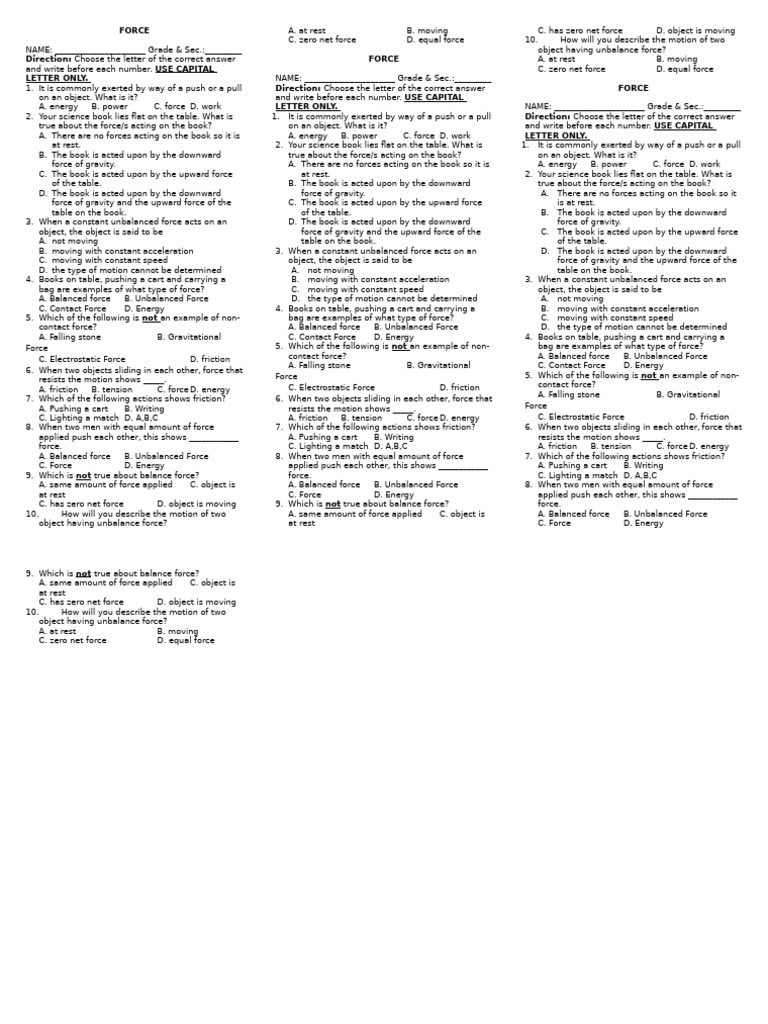 Force Pdf Force Friction