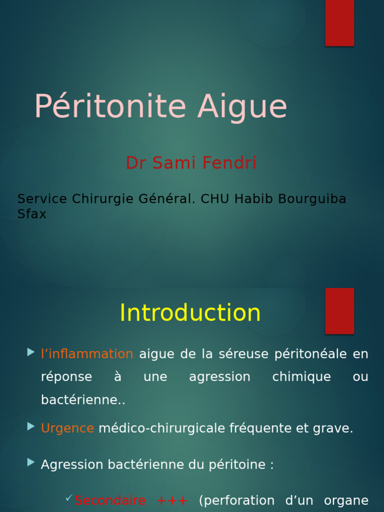 Péritonite Aiguë : Diagnostic et Traitement | PDF | Maladies et ...