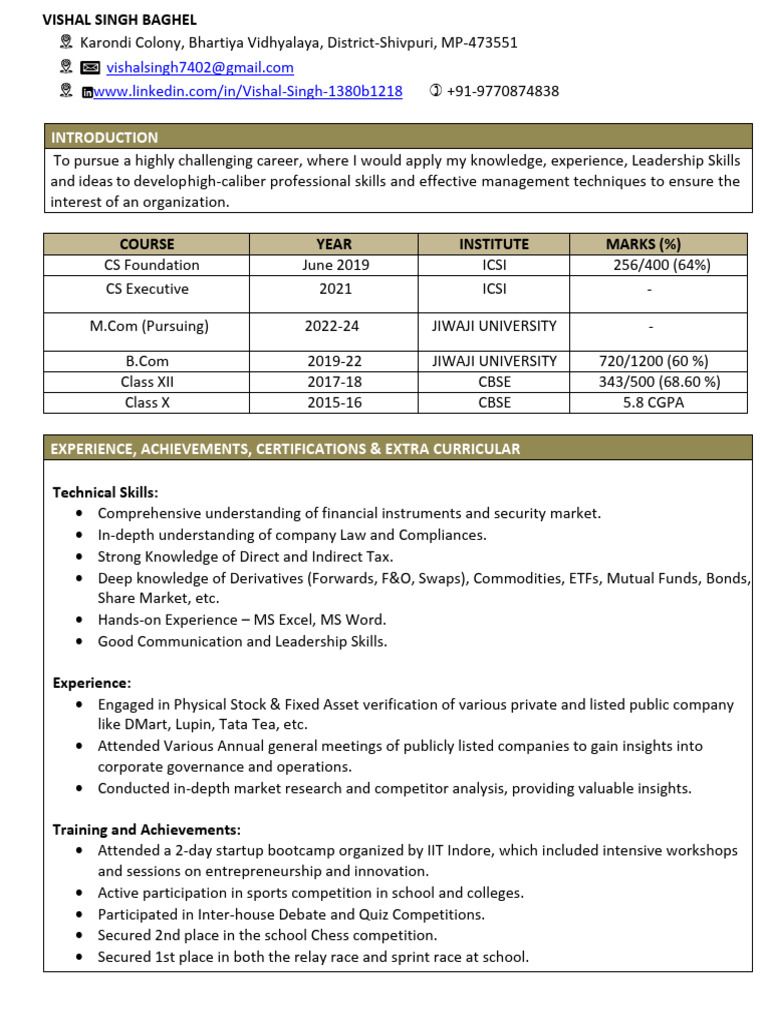 resume__vishal_Singh (1) | PDF