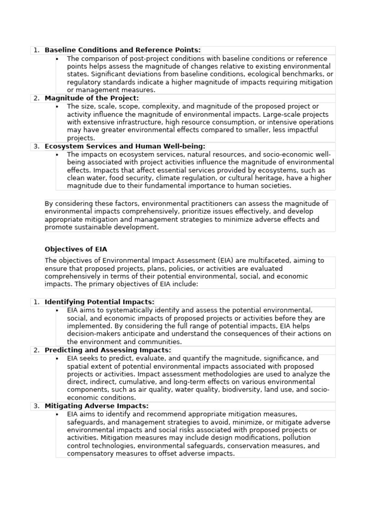 Factors Considered in Determining The Magnitude of EIs in EIA | PDF ...