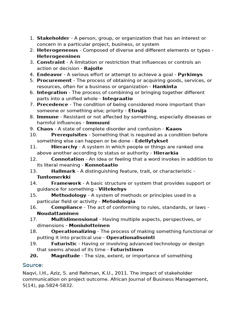 Business & Project Management Terms | PDF