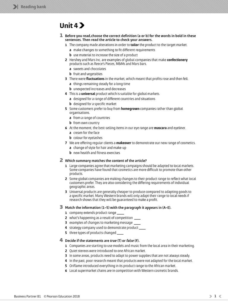 Bus Part B1 ReadingBank U4 | PDF | Brand | Marketing