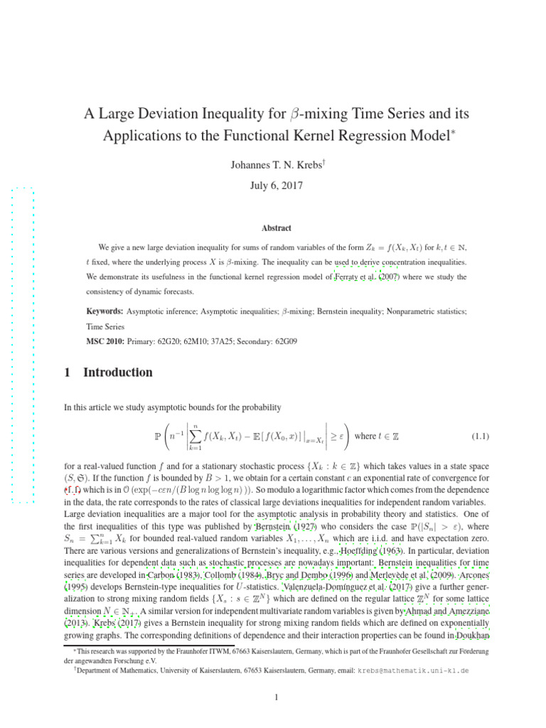 A Large Deviation Inequality For - Mixing Time Series and Its Applications To The Functional ...