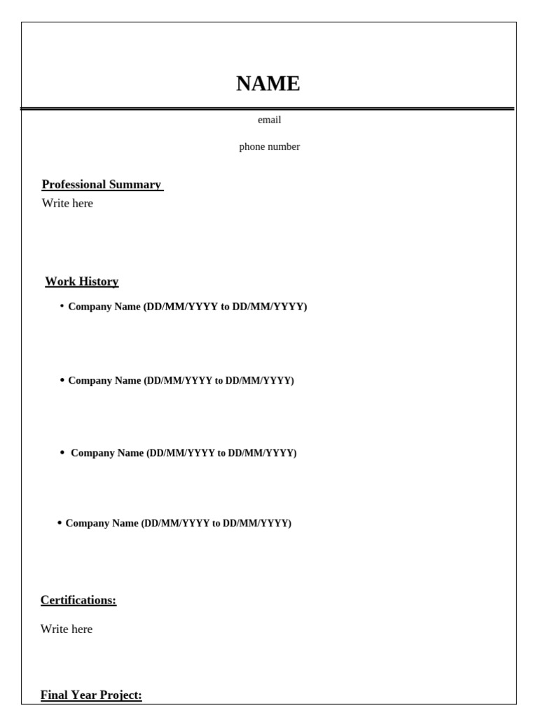 Blank CV Template for Professionals | PDF
