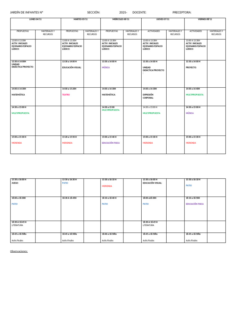 Modelo Planificacion Diaria | PDF | Etapas educativas | Educación de la ...