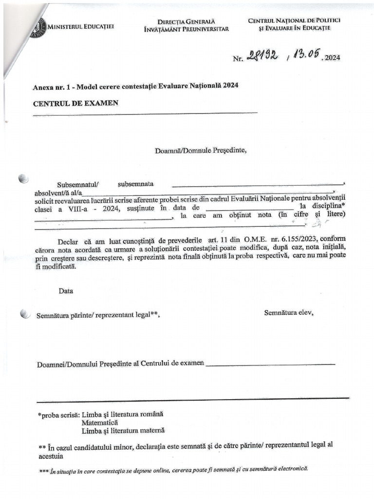 Model cerere contestatii | PDF