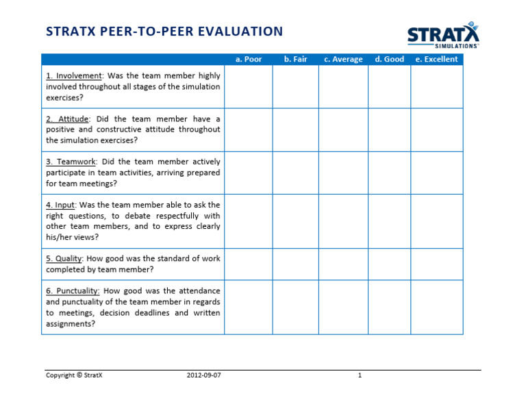 StratX Peer-to-peer evaluation (1) | PDF