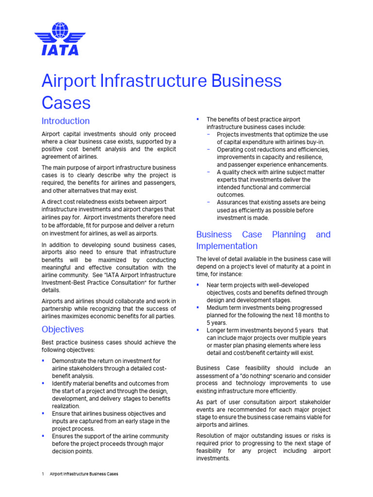 Airport Infrastructure Business Cases Guide | PDF | Risk | Infrastructure