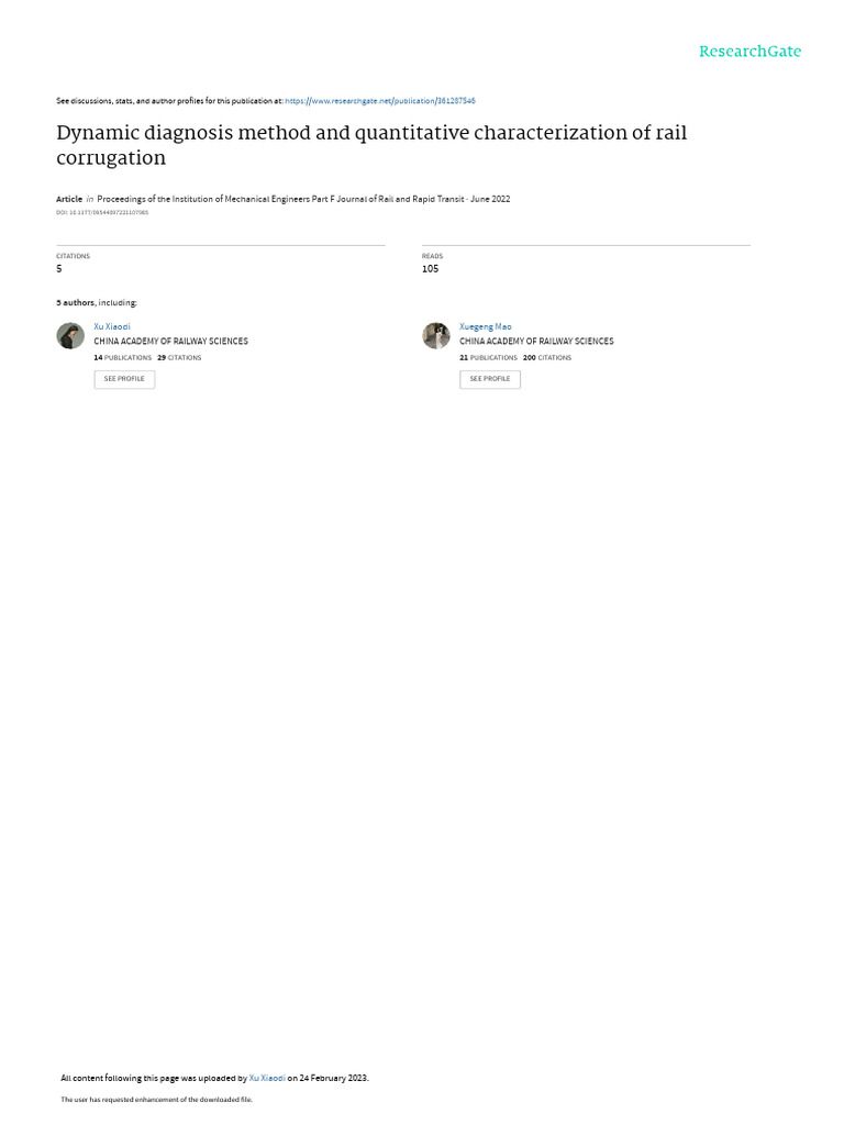 Dynamic Diagnosis Method and Quantitative Characterization of Rail Corrugation | PDF | Spectral ...