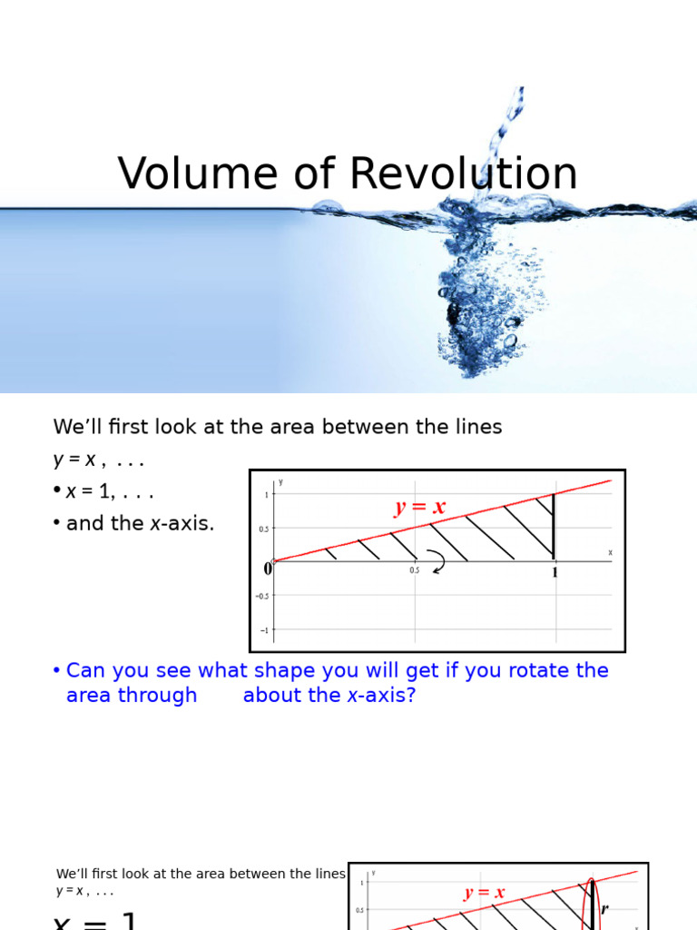 Volume of Revolution Calculations | PDF | Area | Volume