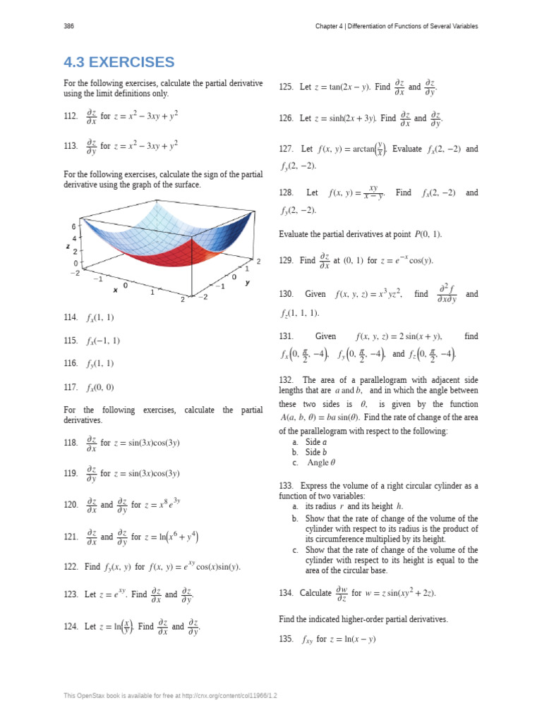 Exercises-on Partial Differentiation From CalculusVolume3-OP | PDF