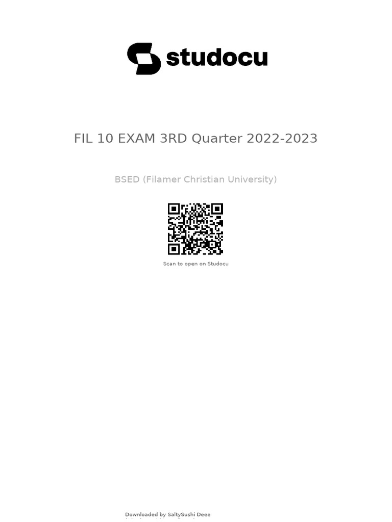 Fil 10 Exam 3rd Quarter 2022 2023 | PDF