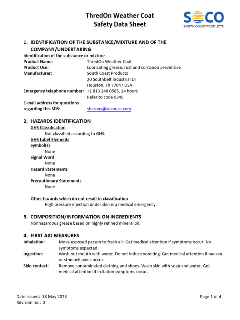 0345-GHS-Weather-Coat | PDF | Personal Protective Equipment | Water