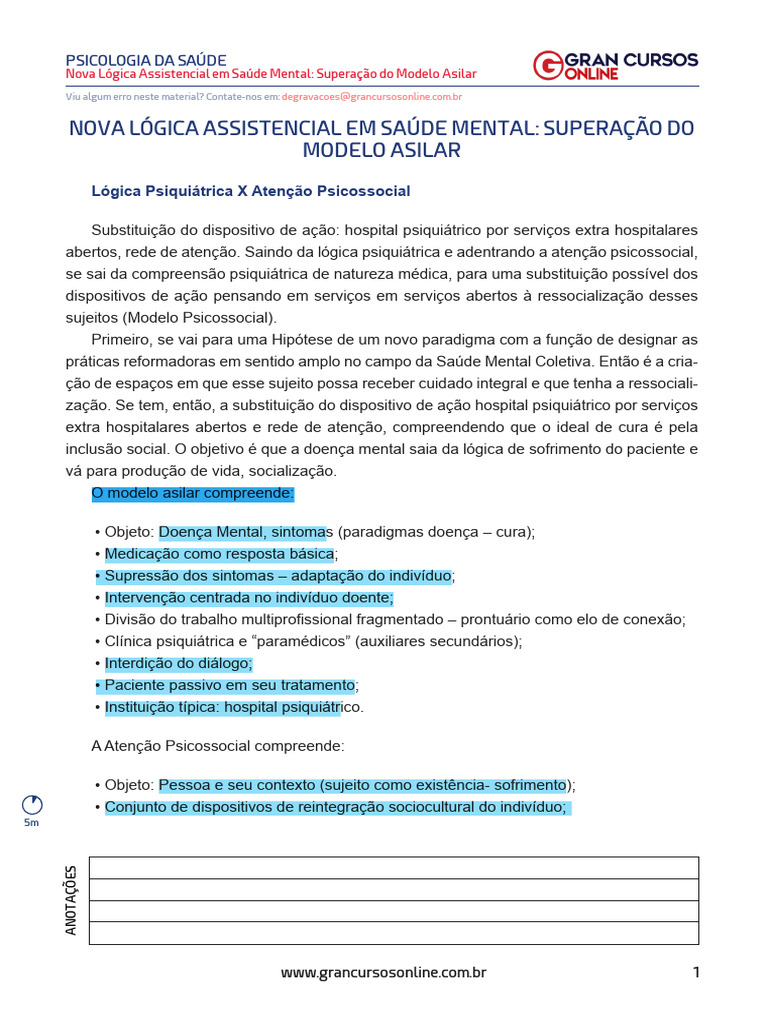 Superação do Modelo Asilar em Saúde Mental | PDF | Saúde mental ...