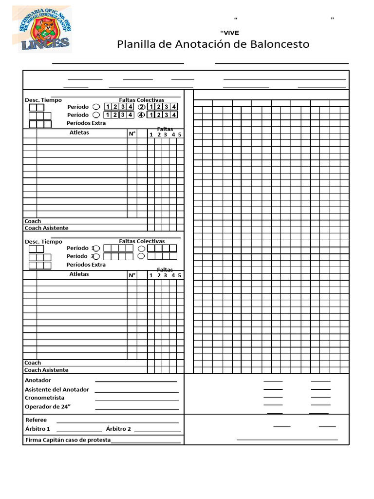 Planilla de Anotación de Baloncesto | PDF