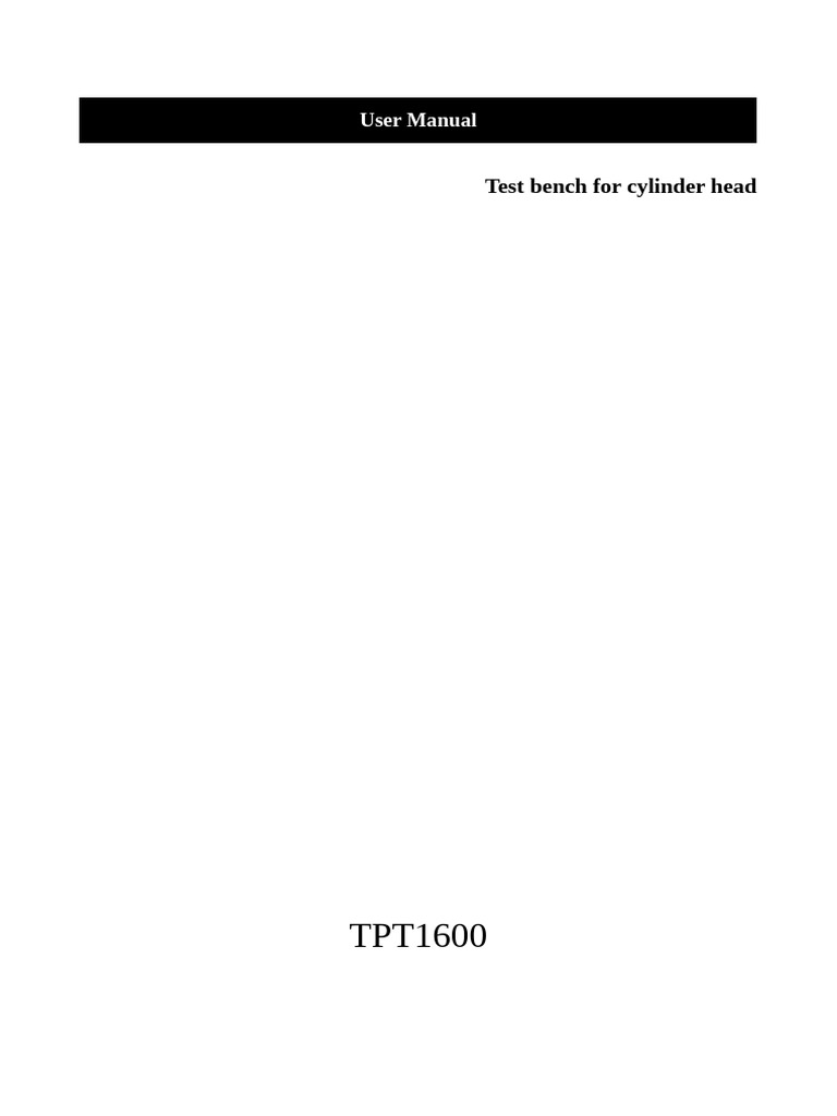 Cylinder Head Test Bench Guide | PDF | Switch | Water