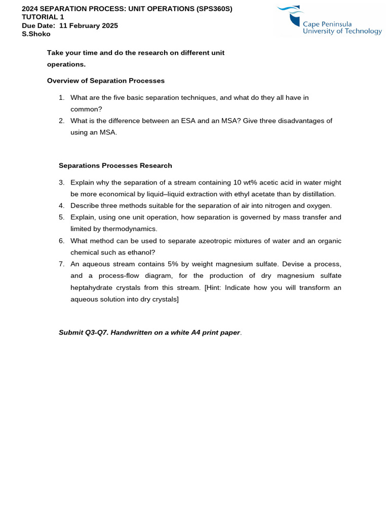 2025 SPS360S Tutorial 1 Questions | PDF