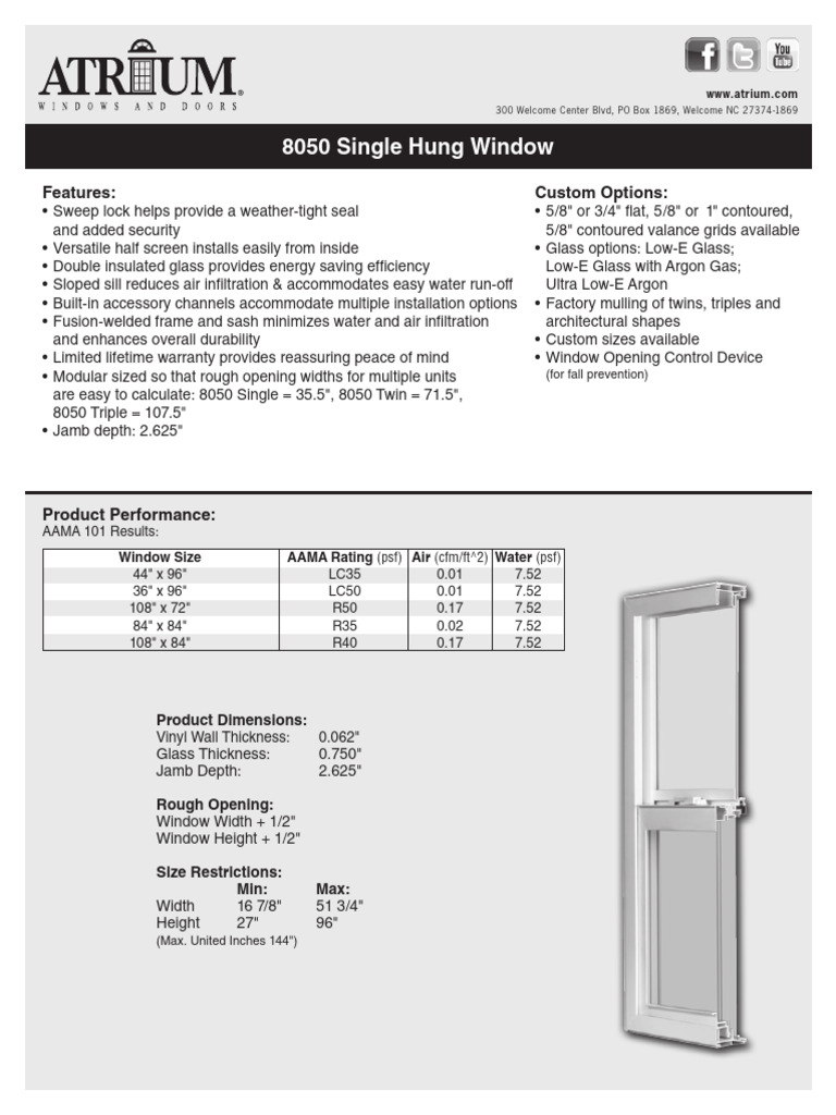 Series 8050 Single Hung | PDF | Window | Building