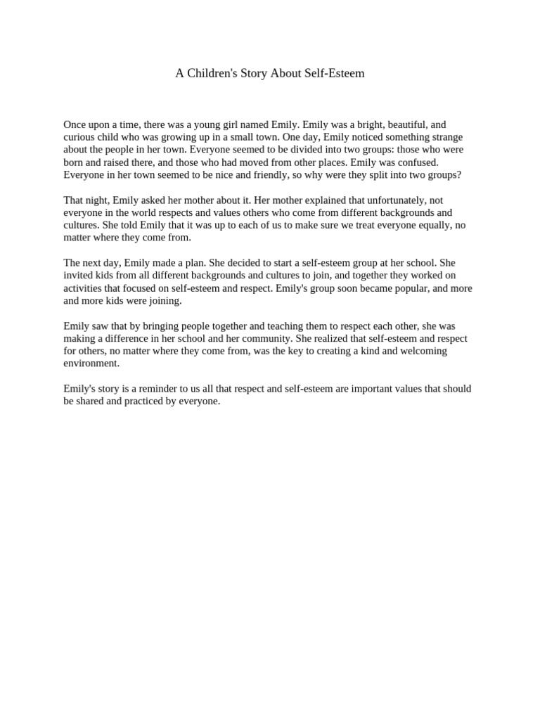 A Children's Story About Self-Esteem | PDF