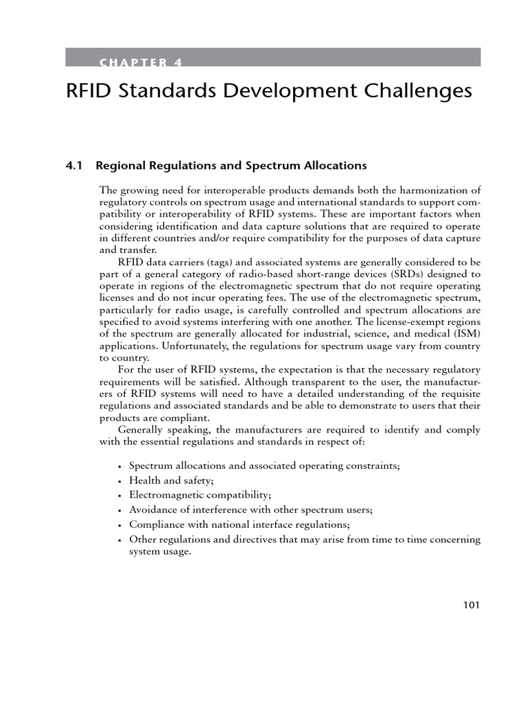 RFID Design Principles Second Edition - (Chapter 4 RFID Standards Development Challenges) | PDF ...